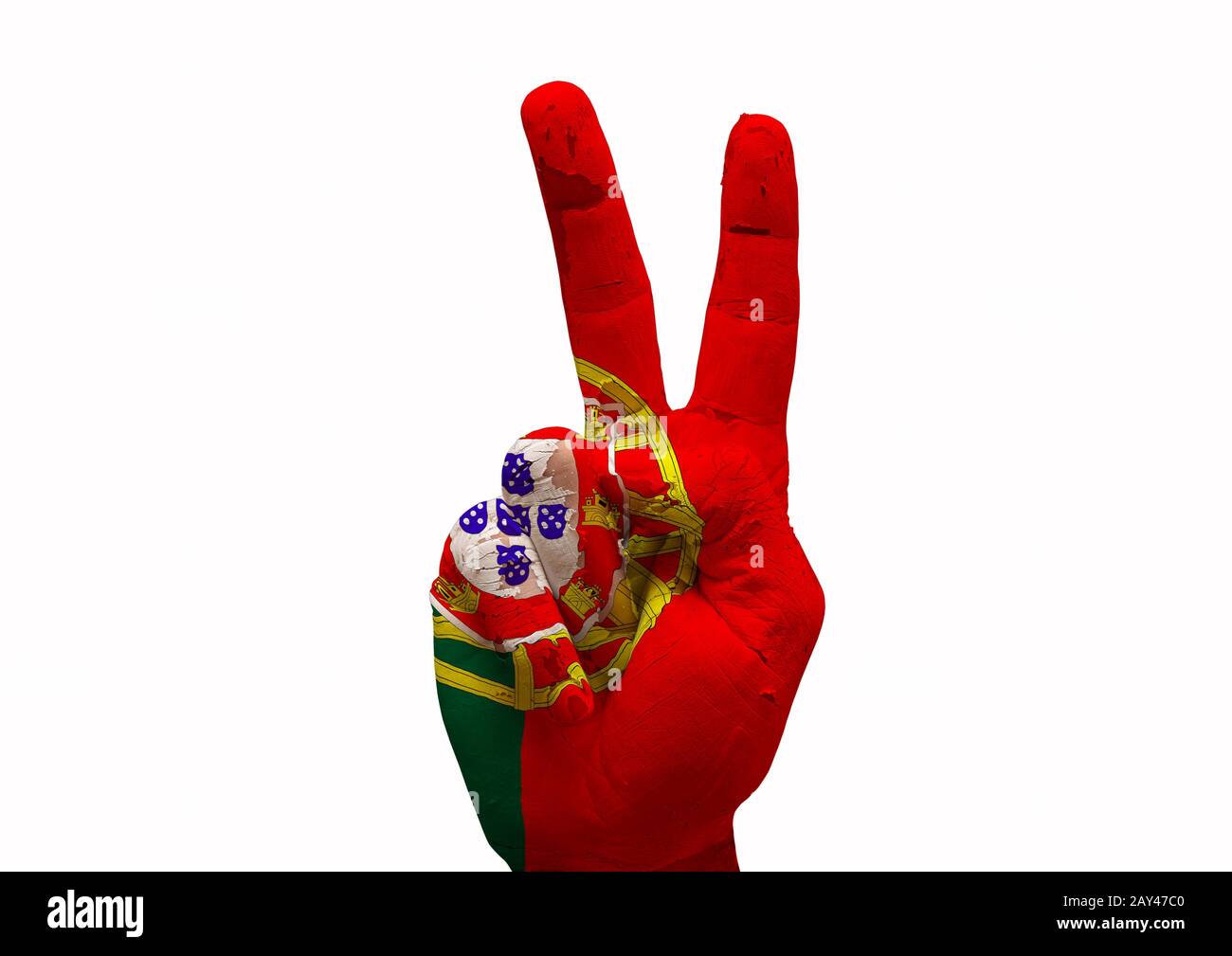 Hand making the V sign Stock Photo - Alamy