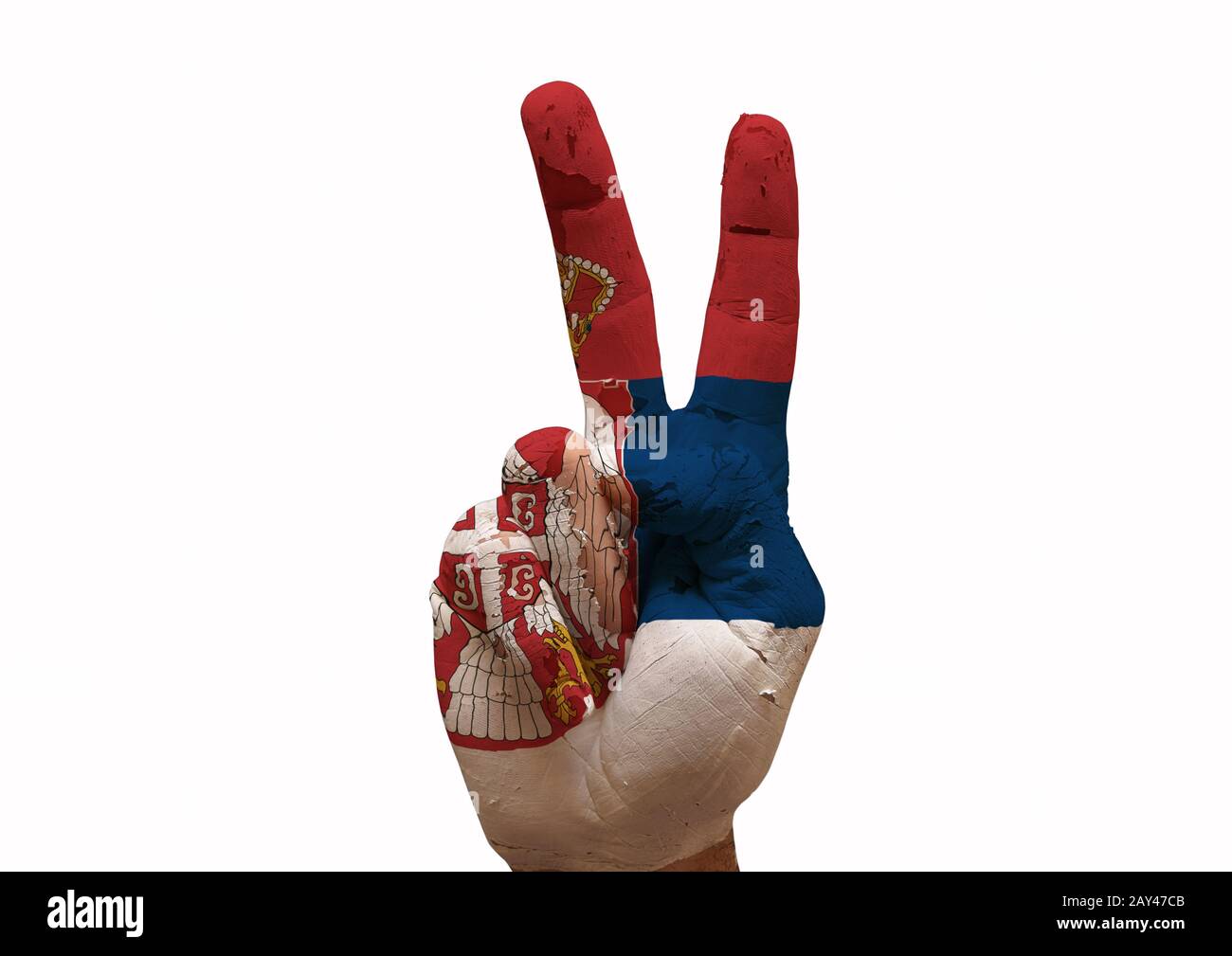 Hand making the V sign Stock Photo - Alamy