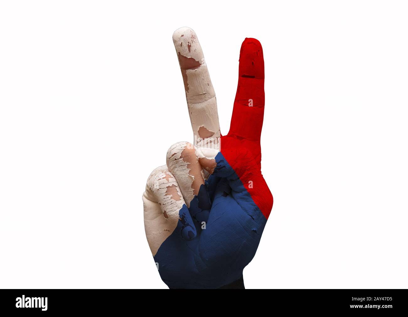 Hand making the V sign Stock Photo - Alamy