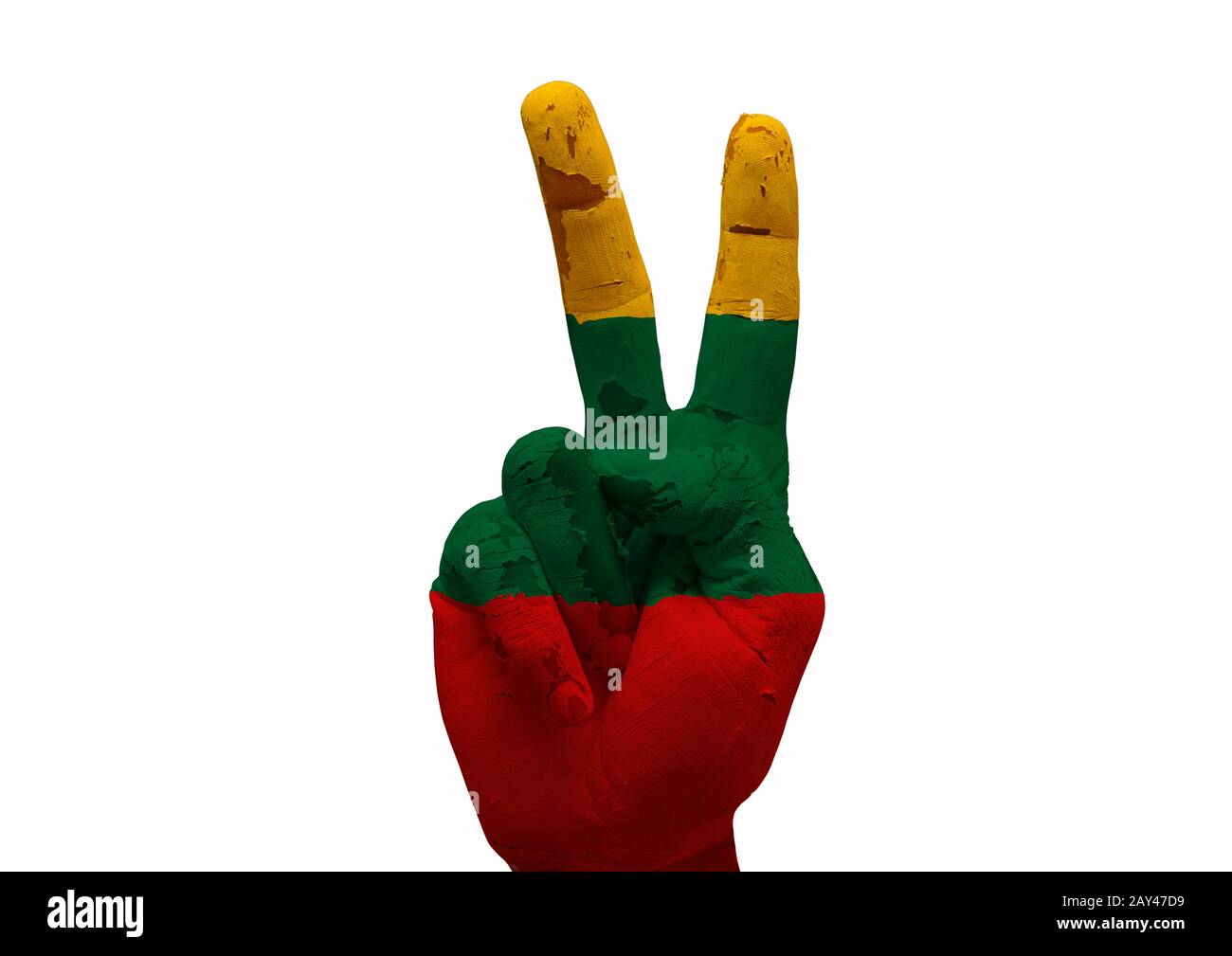 Hand making the V sign Stock Photo - Alamy