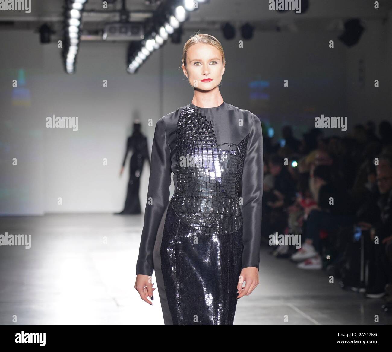 New York, NY - February 8, 2020: Elena Kurnosova walks runway for Zang ...