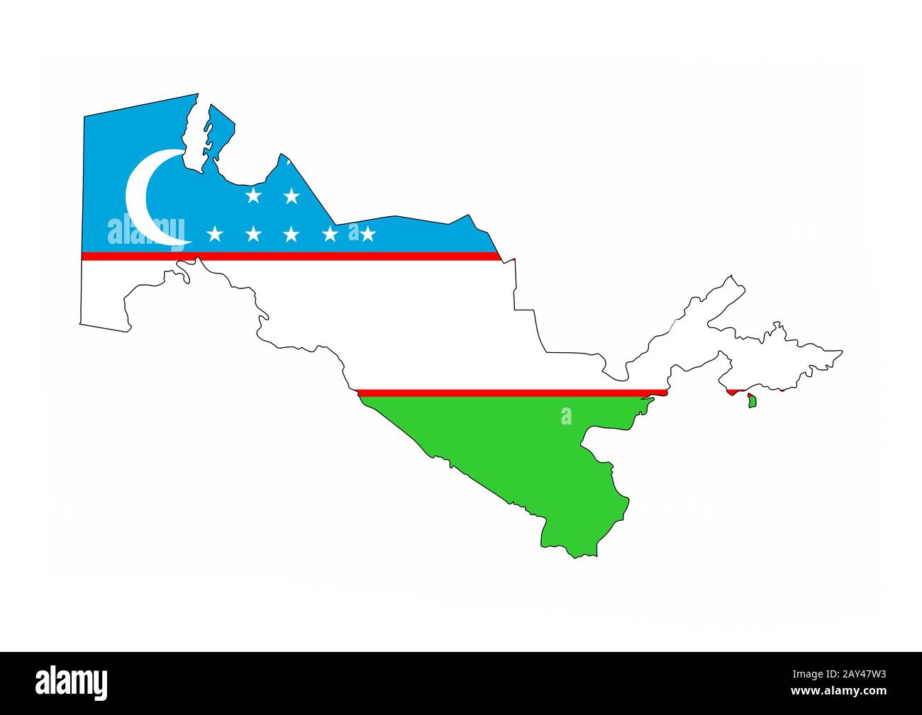 uzbekistan flag map Stock Photo - Alamy