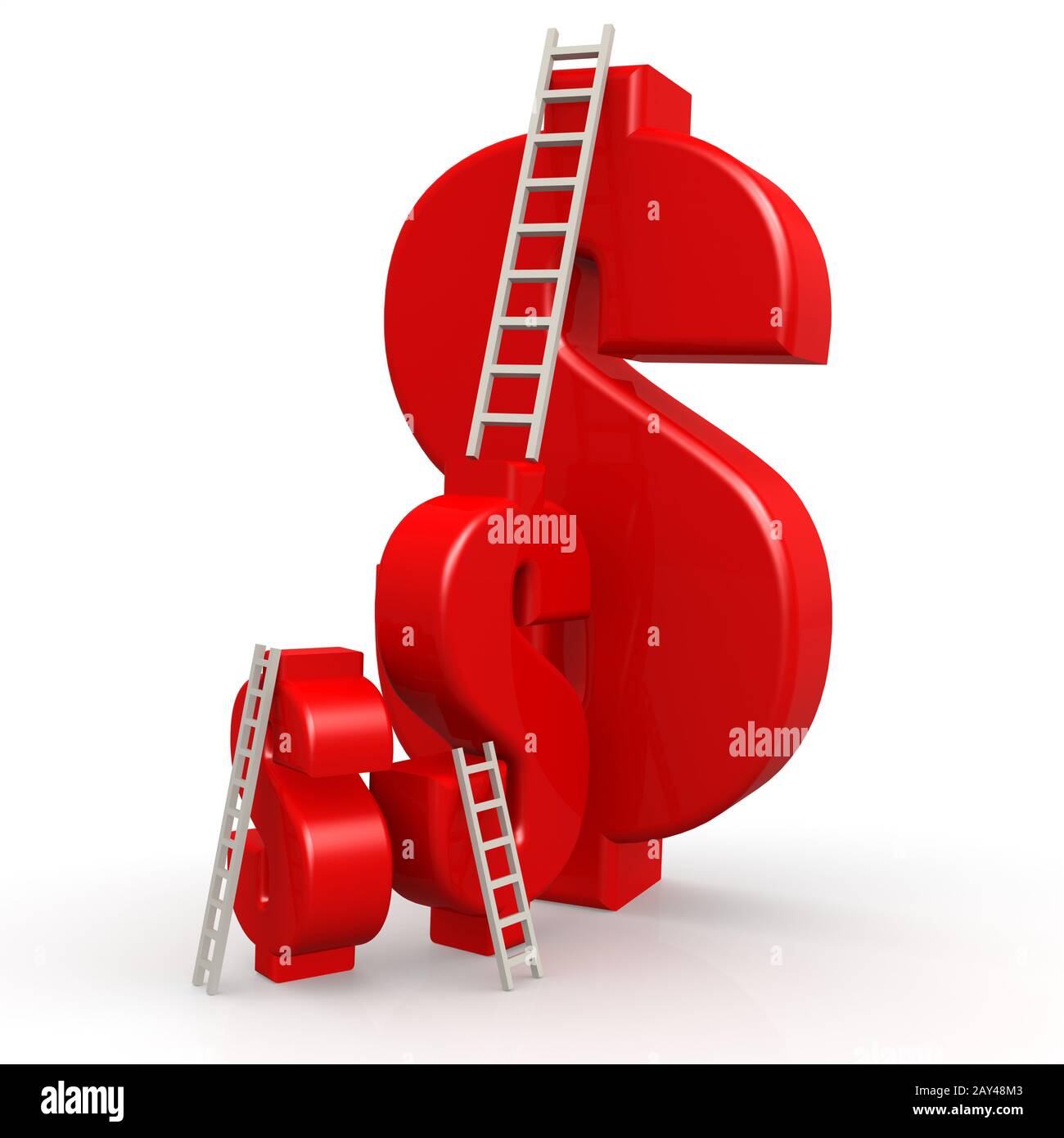 Red dollar signs with ladder Stock Photo - Alamy