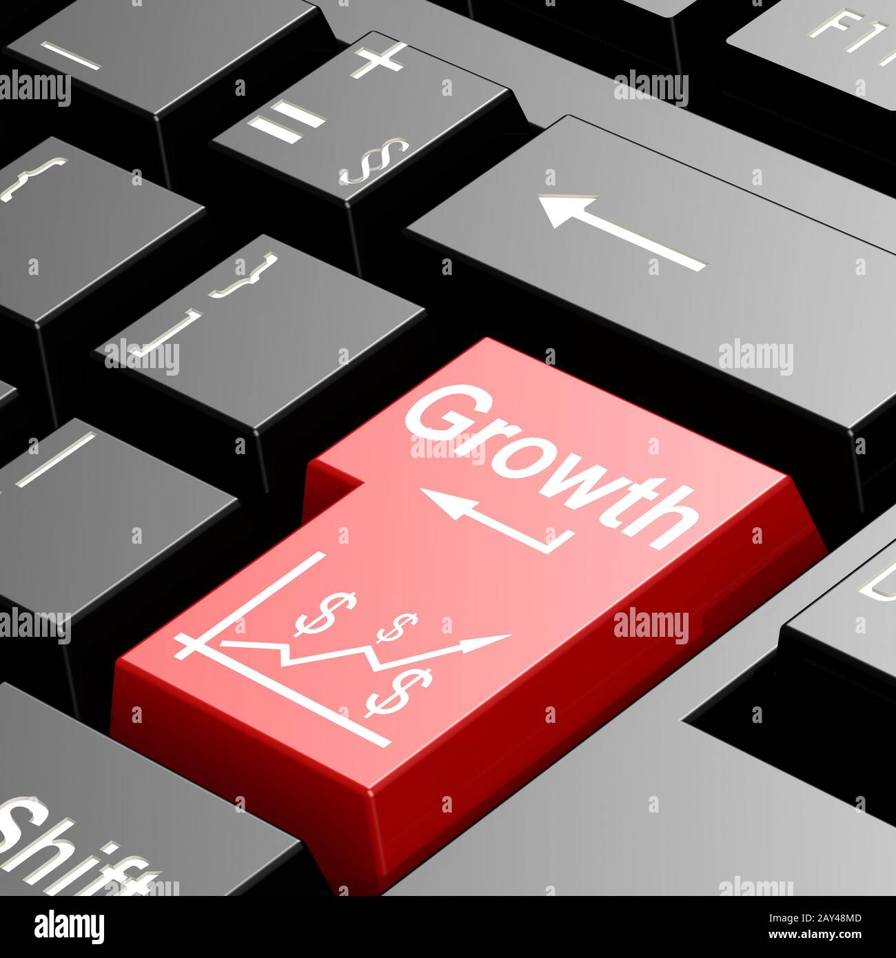 Growth word on red keyboard Stock Photo - Alamy