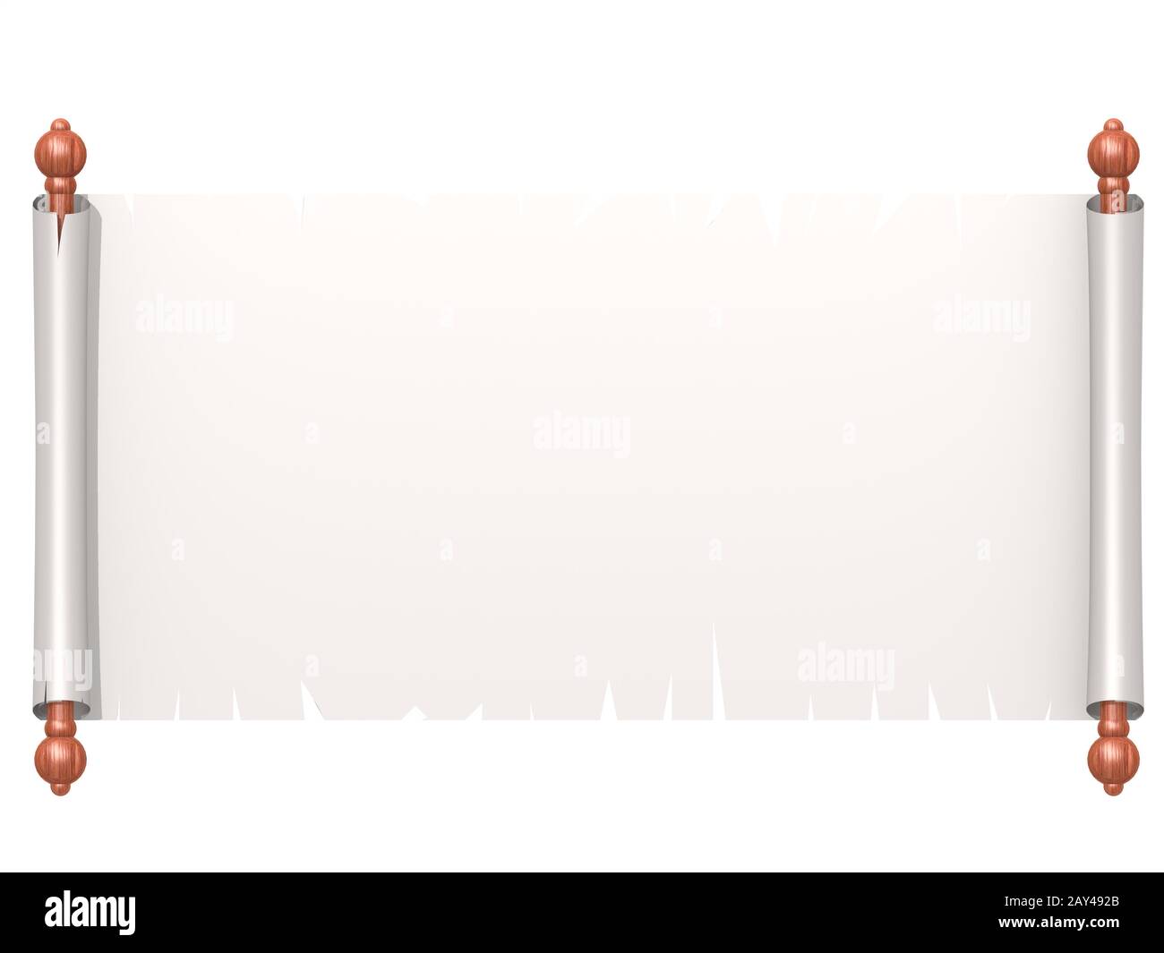 White scroll paper isolated on white Stock Photo - Alamy