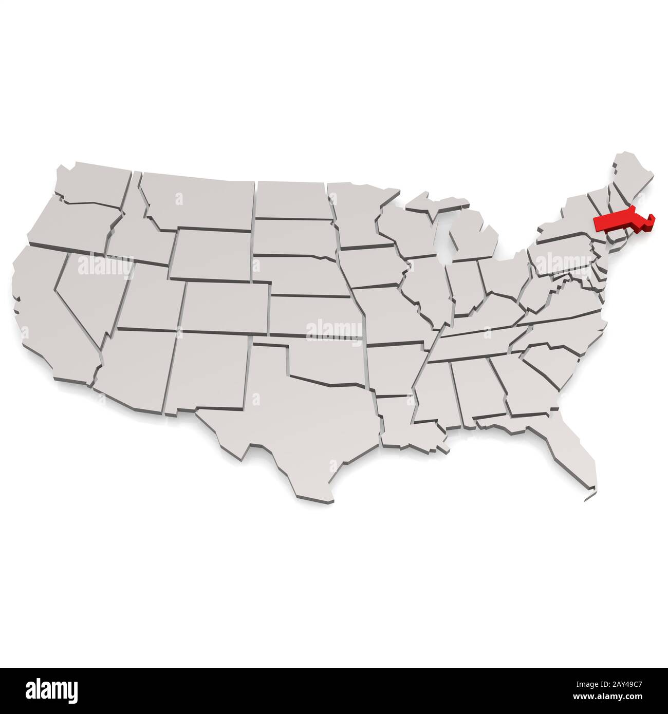 Physical map of massachusetts Cut Out Stock Images & Pictures - Alamy