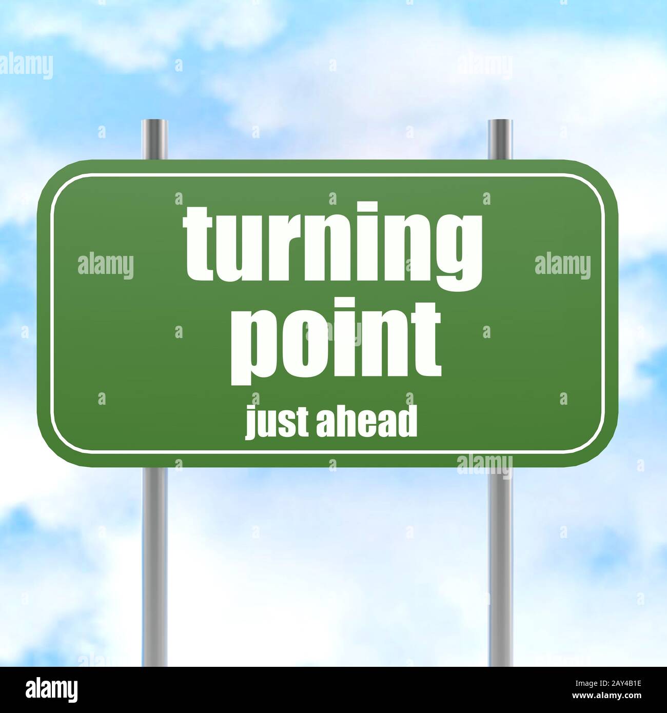 Turning point on green road sign Stock Photo - Alamy