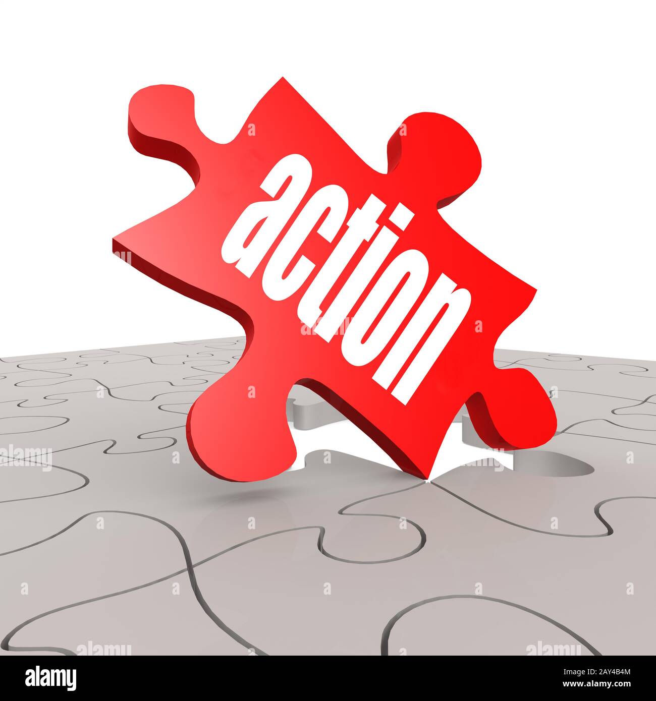 Action word with puzzle background Stock Photo - Alamy
