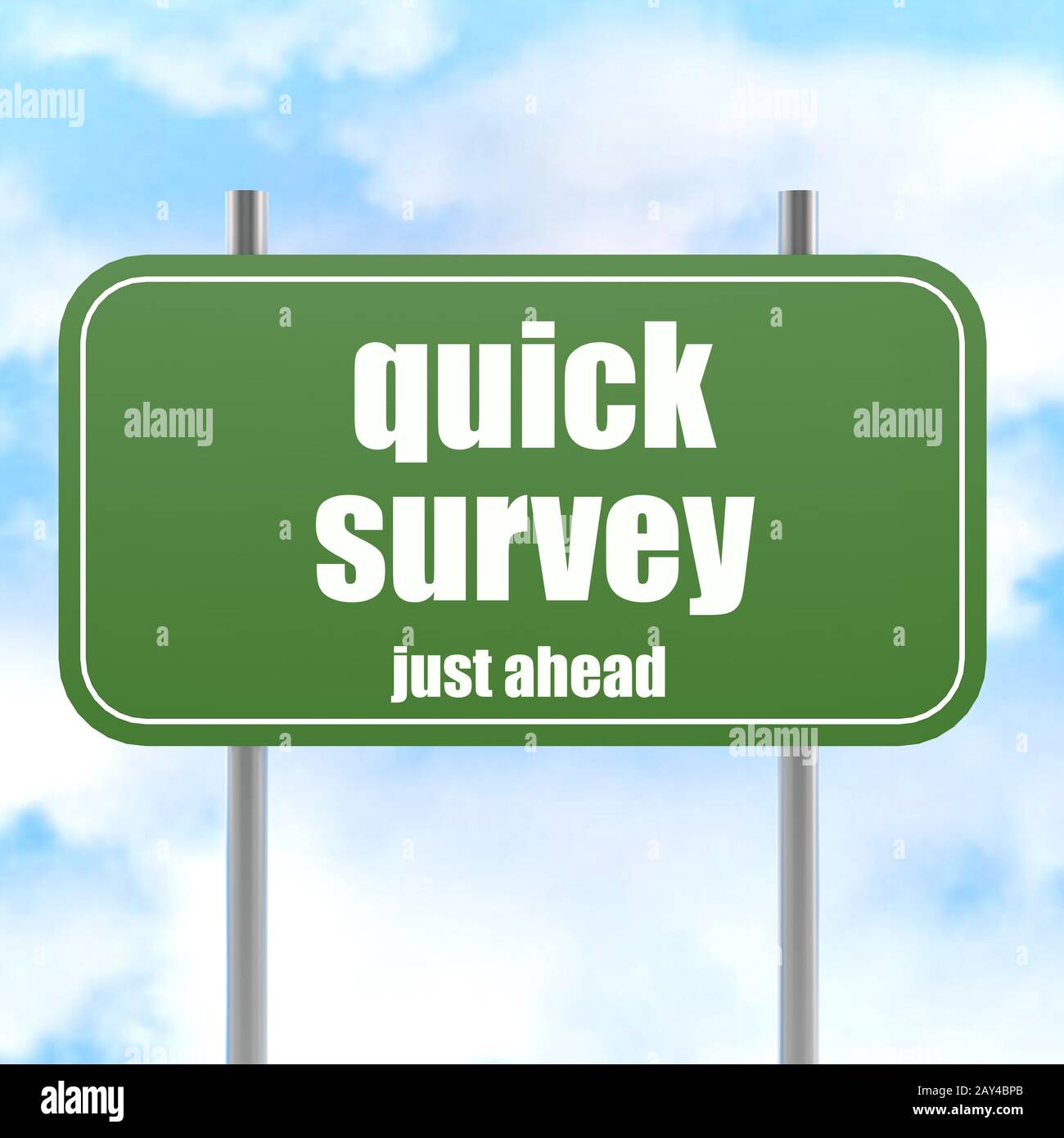 Quick survey, just ahead green road sign Stock Photo - Alamy