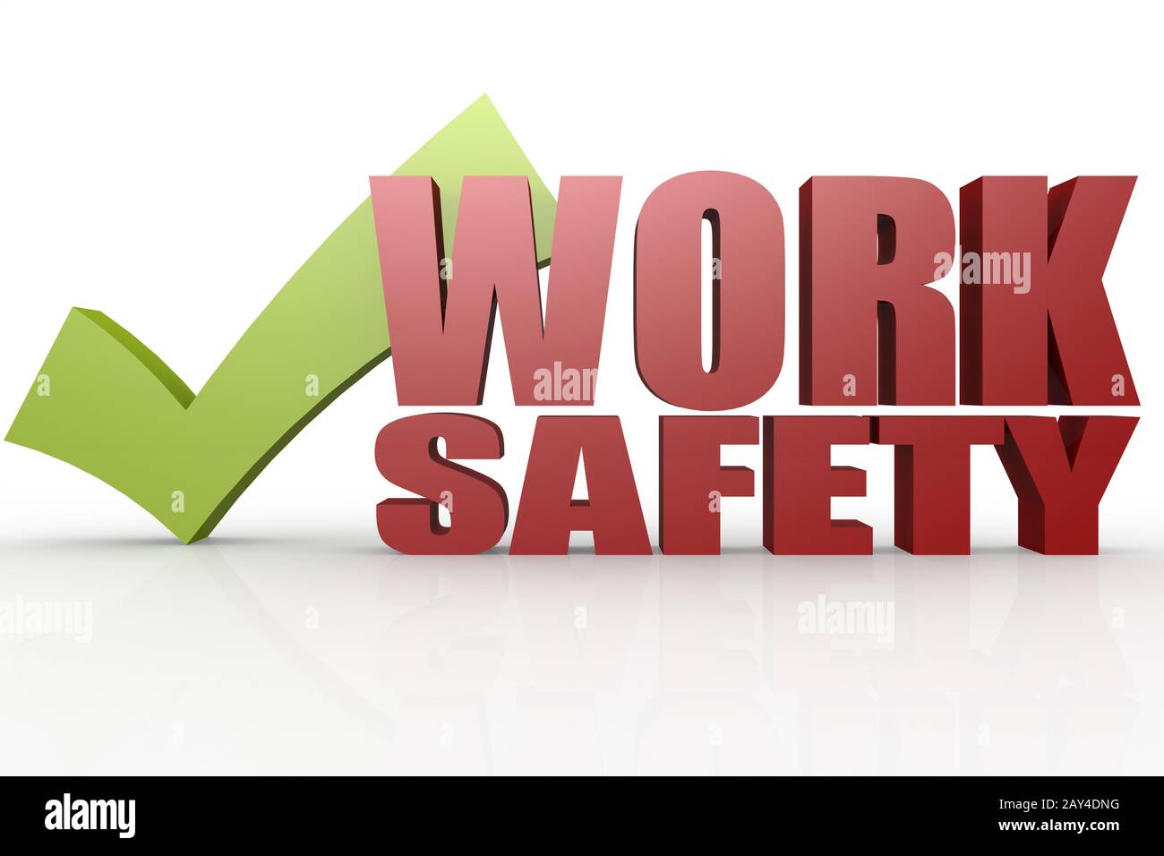 Green check mark with work safety word Stock Photo - Alamy