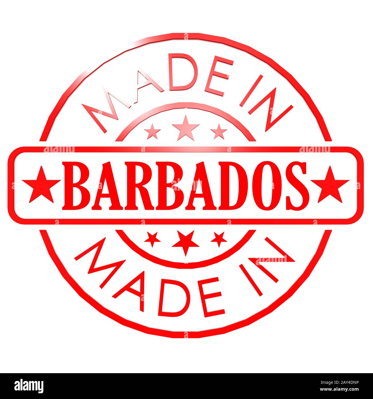Made in Barbados red seal Stock Photo - Alamy