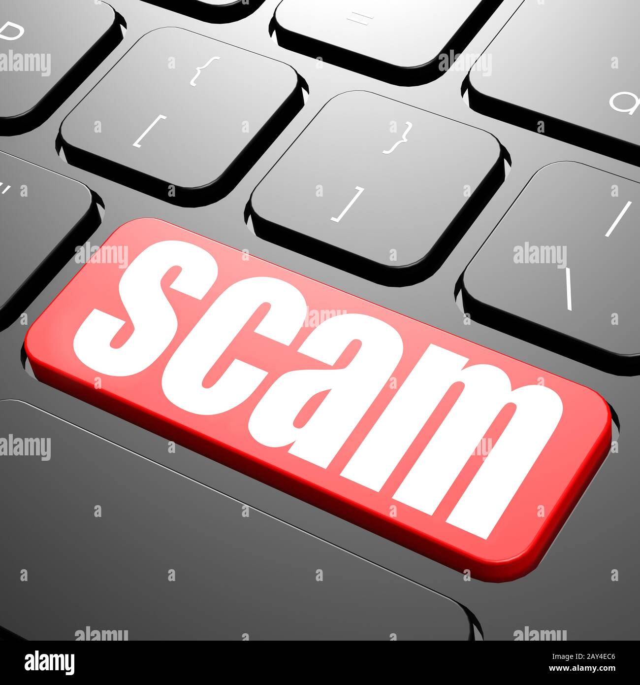 Keyboard with scam text Stock Photo - Alamy