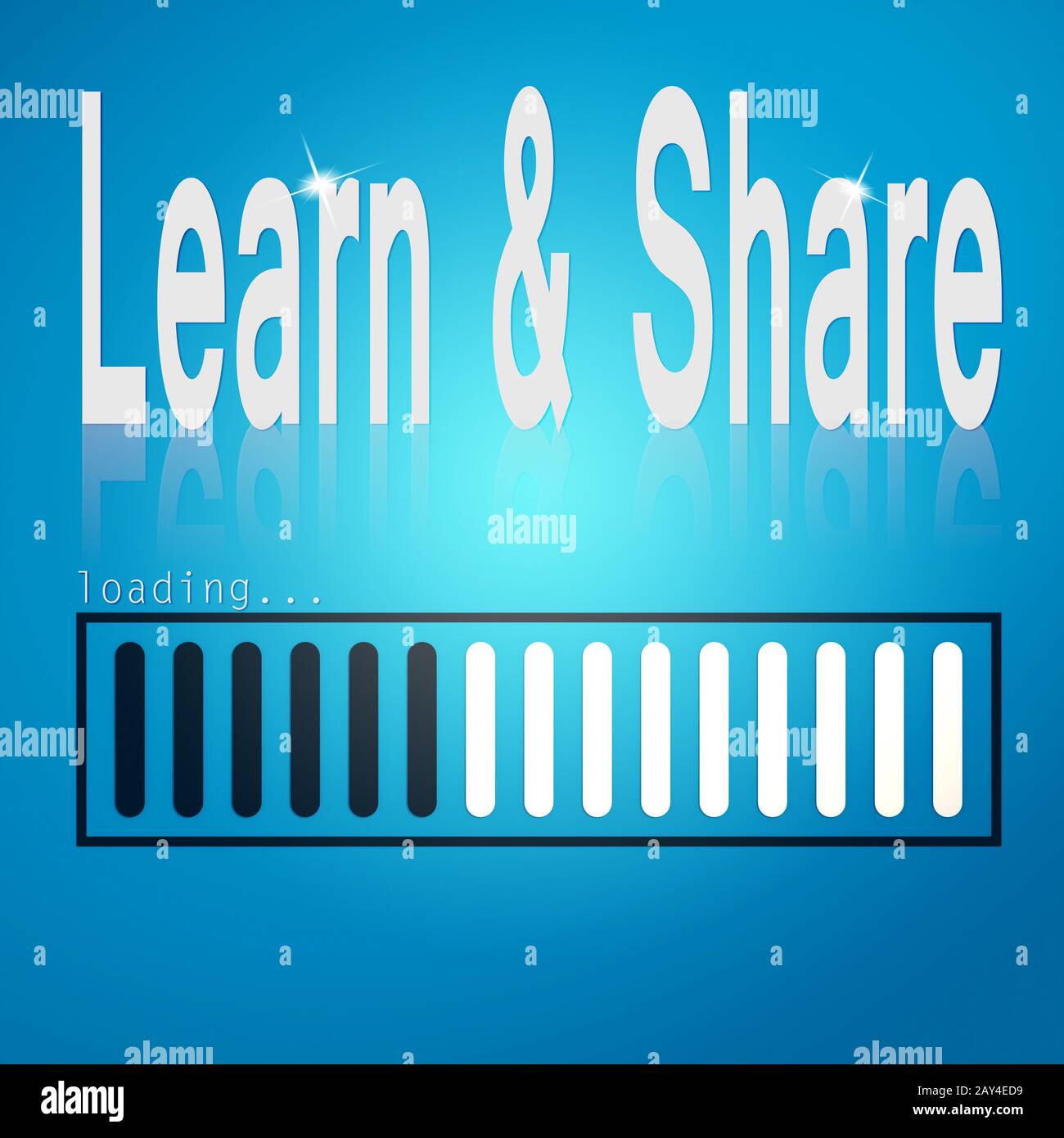 Learn and Share blue loading bar Stock Photo - Alamy