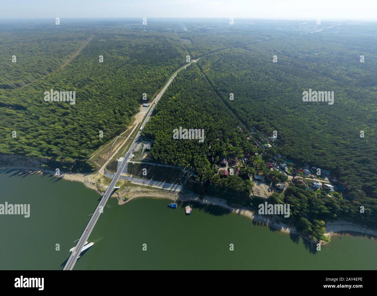 Aerial view of downtown. Crossroads, houses, buildings and parks Stock ...