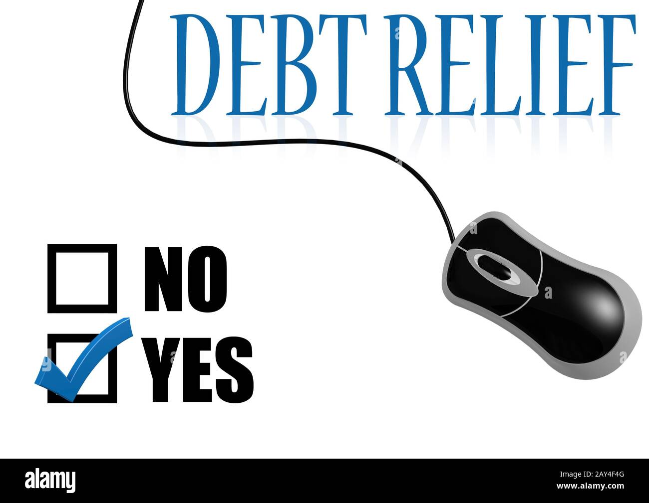 Debt relief check mark Stock Photo - Alamy
