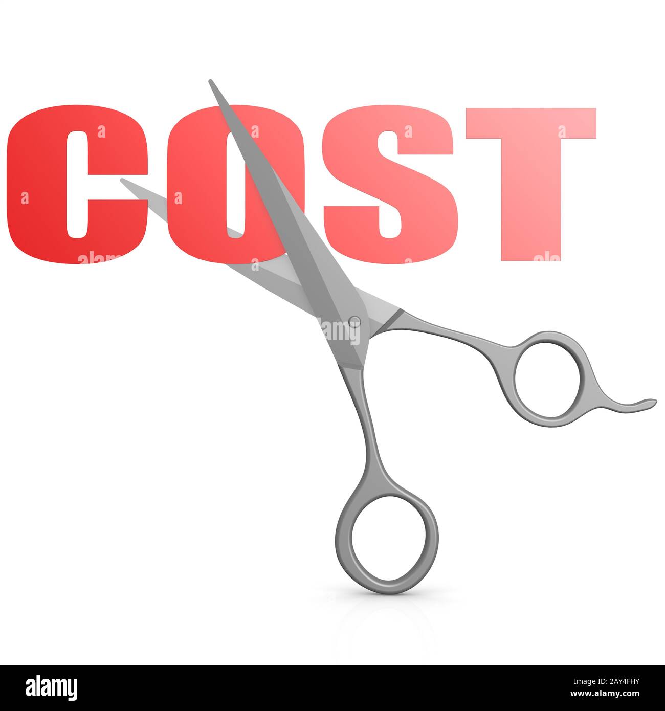 Cut red cost word with scissor Stock Photo - Alamy