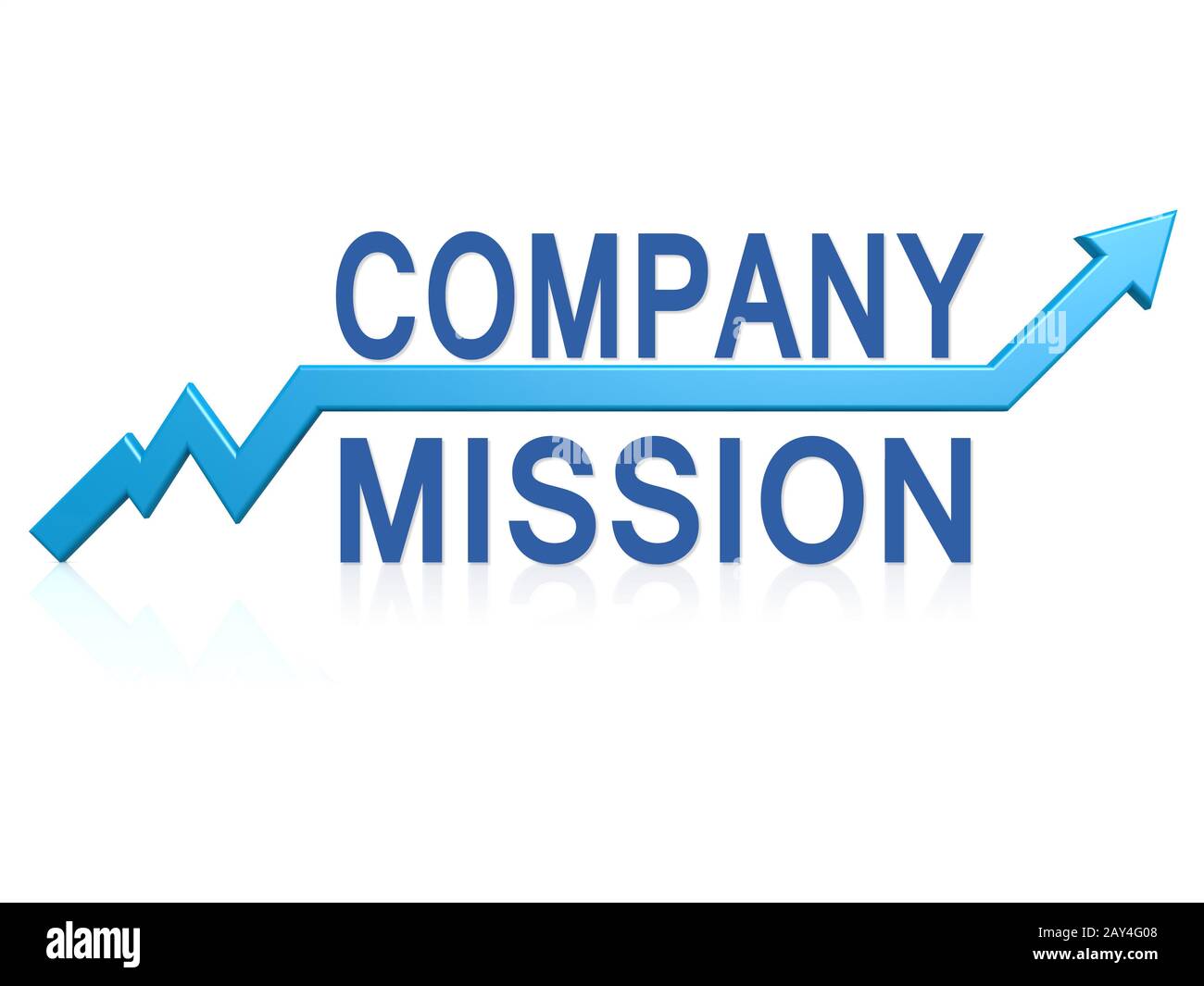 Company mission with blue arrow Stock Photo - Alamy