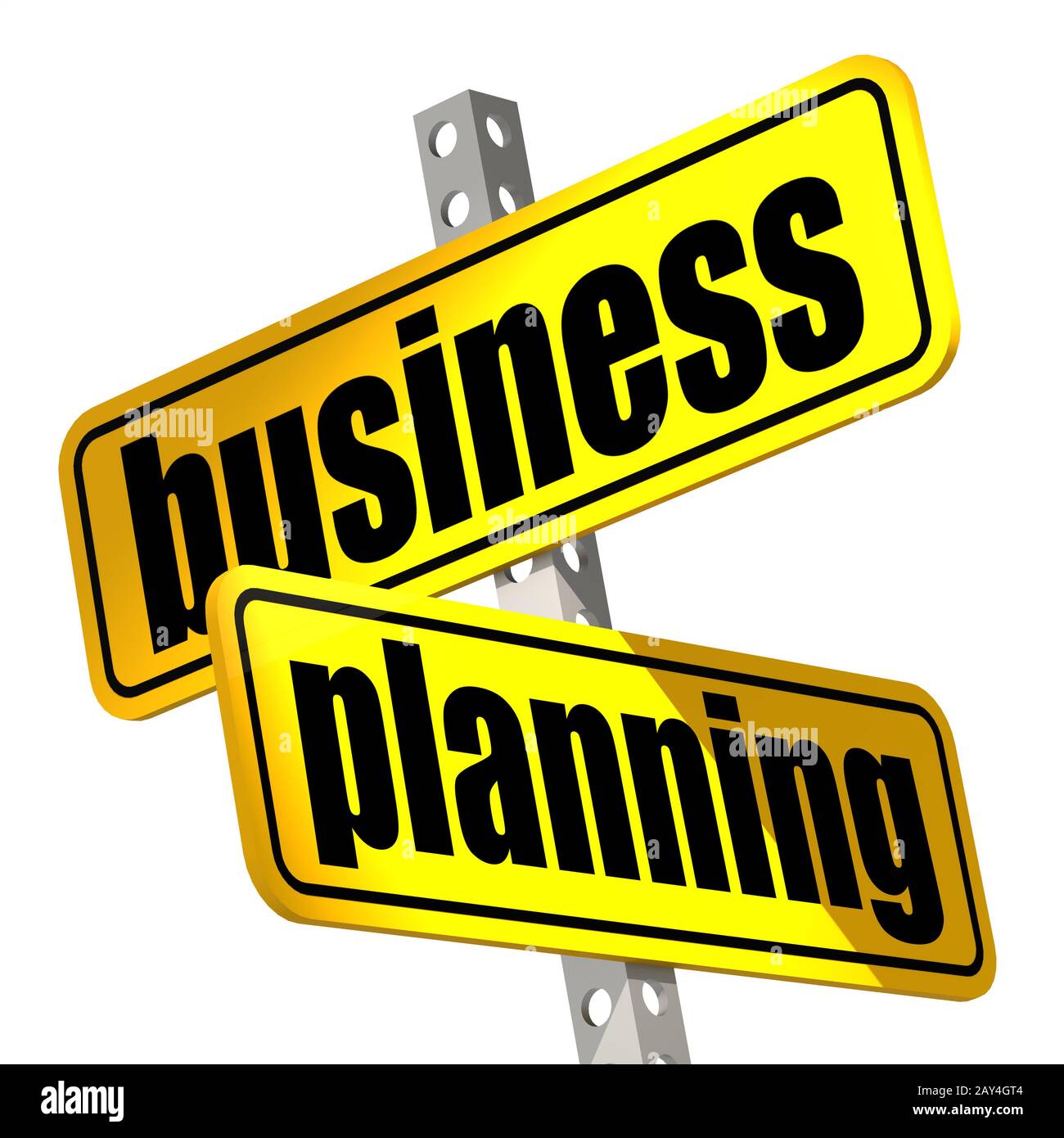 Yellow road sign with business planning word Stock Photo - Alamy