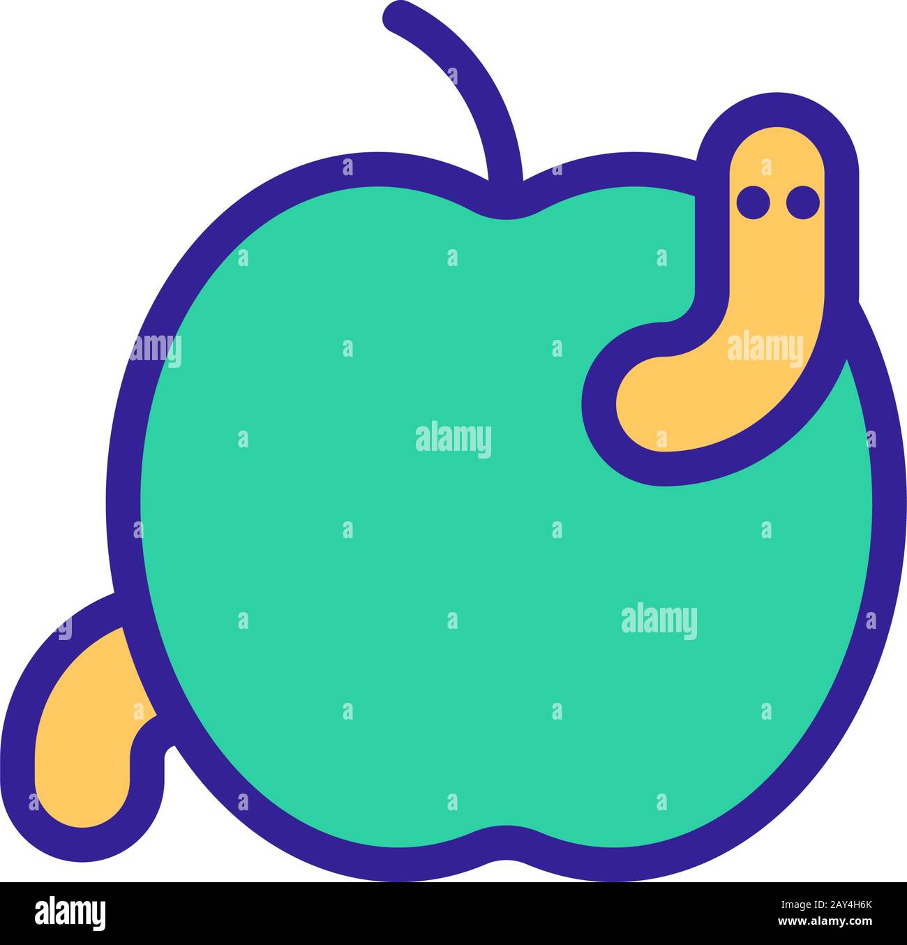 Worm apple icon vector. Isolated contour symbol illustration Stock ...