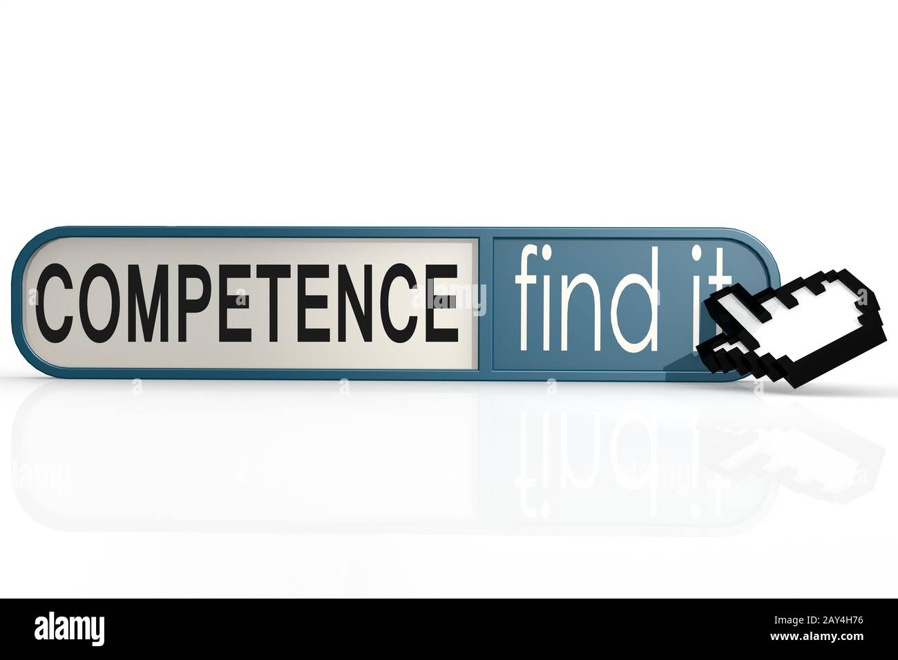 Competence word on the blue find it banner Stock Photo - Alamy