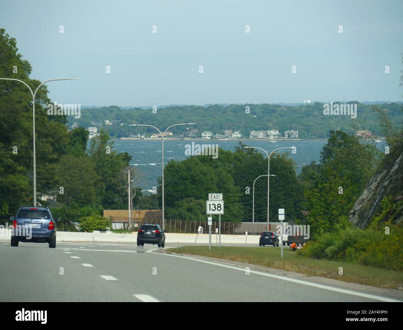 Jamestown, Rhode Island-September 2017: Wide shot of the bay with a ...