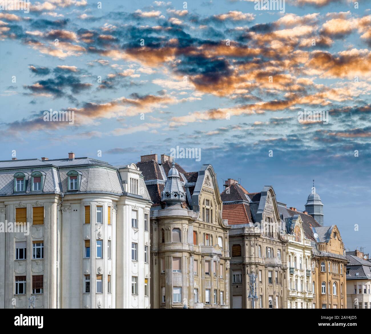 Colorful and ancient medieval buildings of Budapest, Hungary Stock ...
