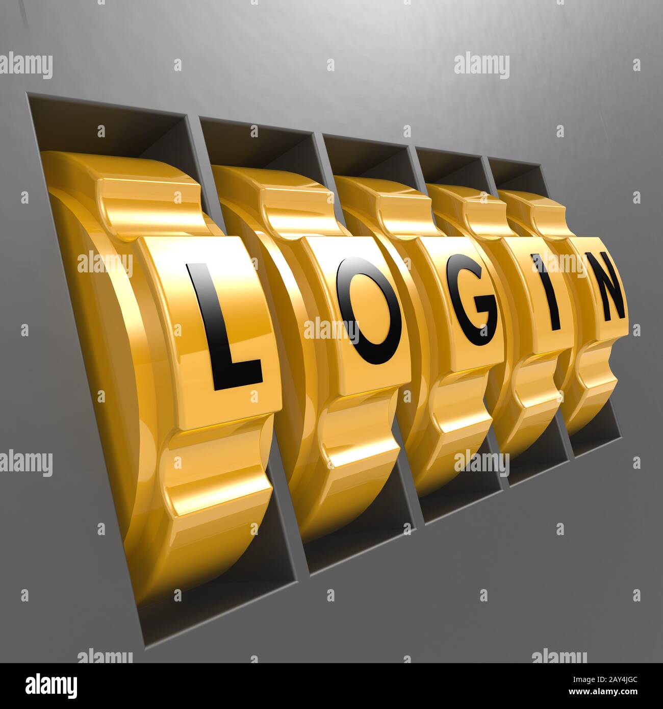 Turn lock with login word Stock Photo - Alamy