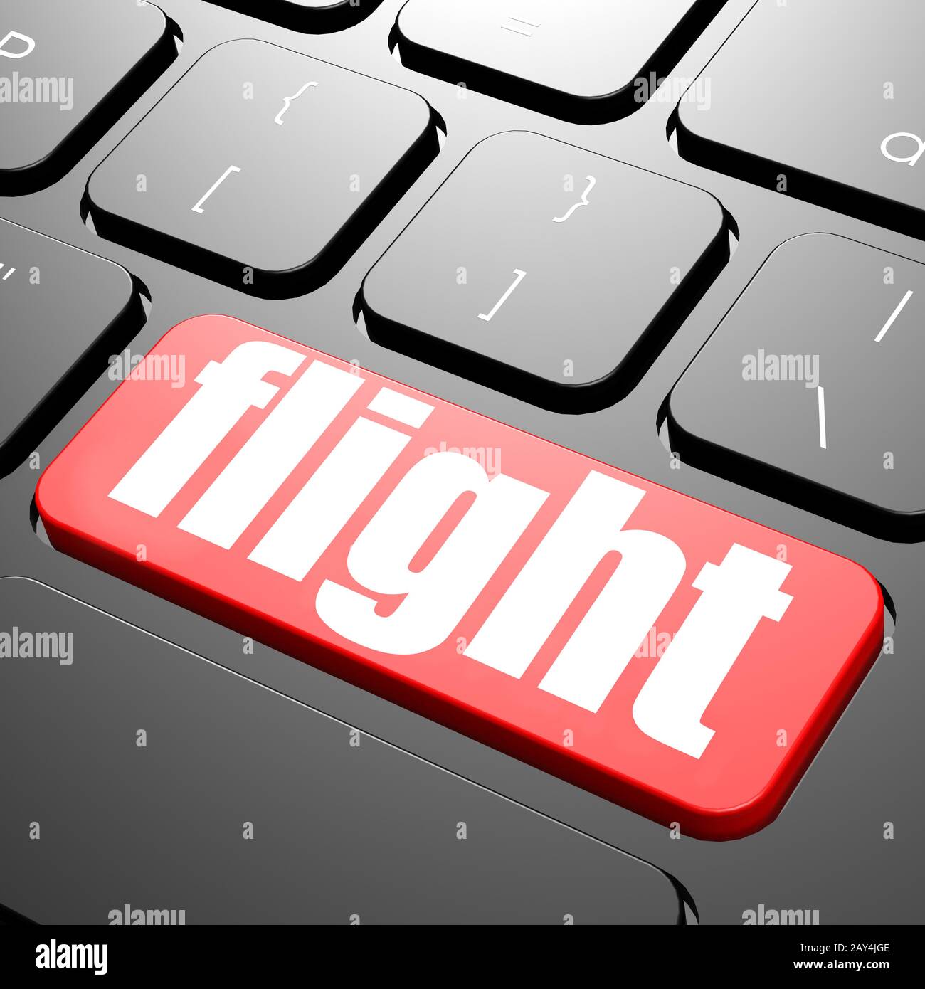 Keyboard with flight text Stock Photo - Alamy
