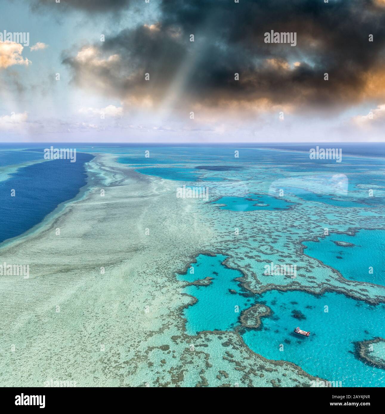 Aerial view of Coral Reef at sunset, Australia Stock Photo - Alamy