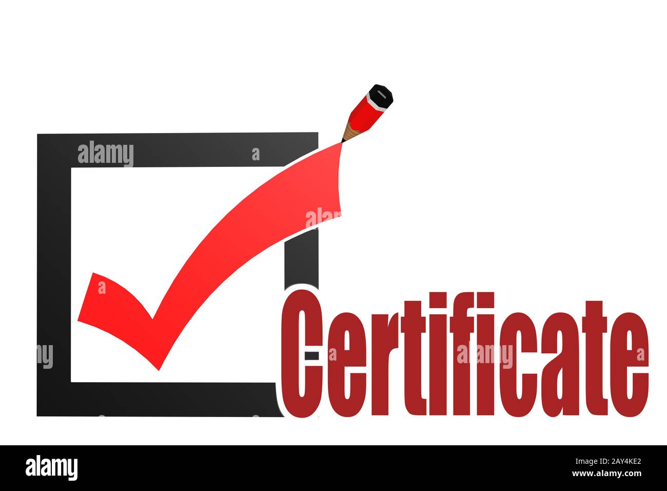 Check mark with certificate word Stock Photo - Alamy