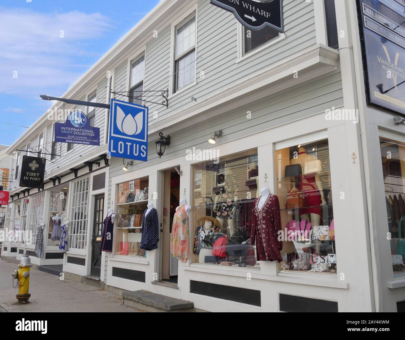 Newport, Rhode Island-September 2017: Colorful displays of clothes and ...