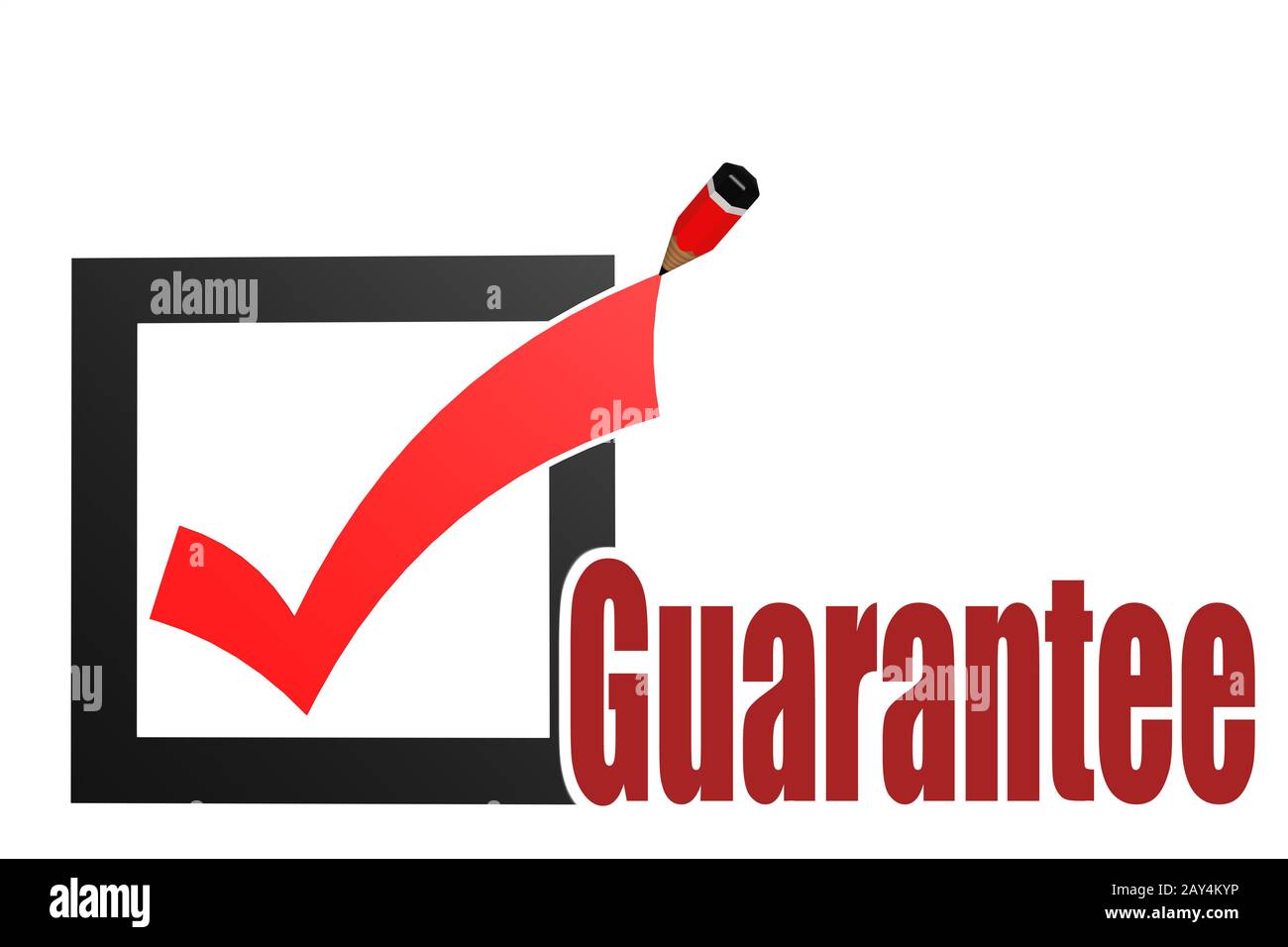 Check mark with guarantee word Stock Photo - Alamy