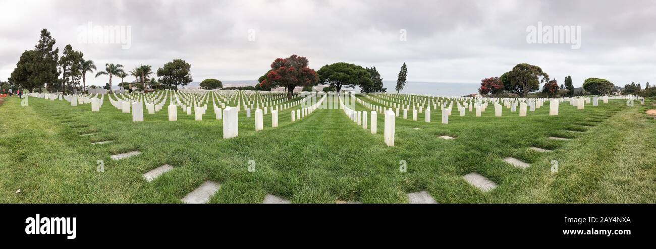 Fort Rosecrans National Cemetery in San Diego, California. Panoramic ...
