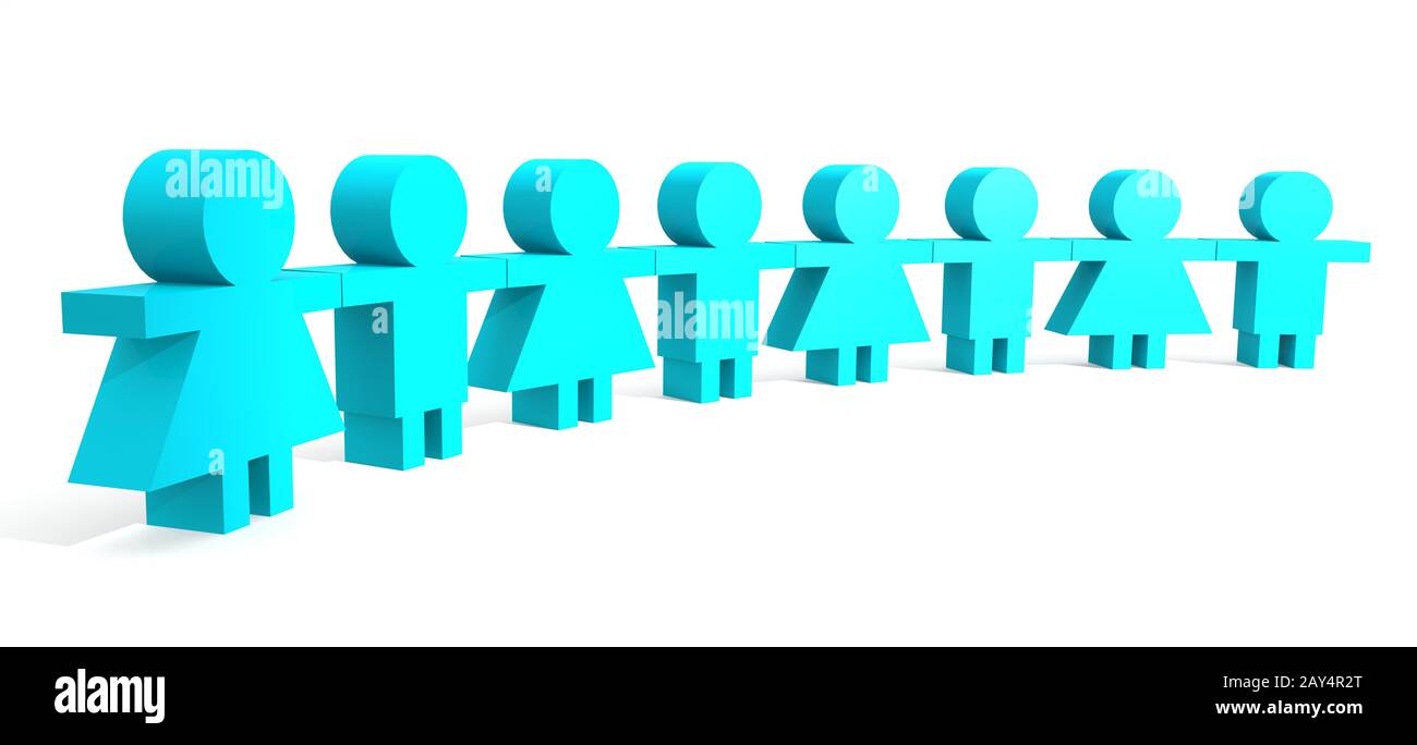 Blue people in a line Stock Photo - Alamy