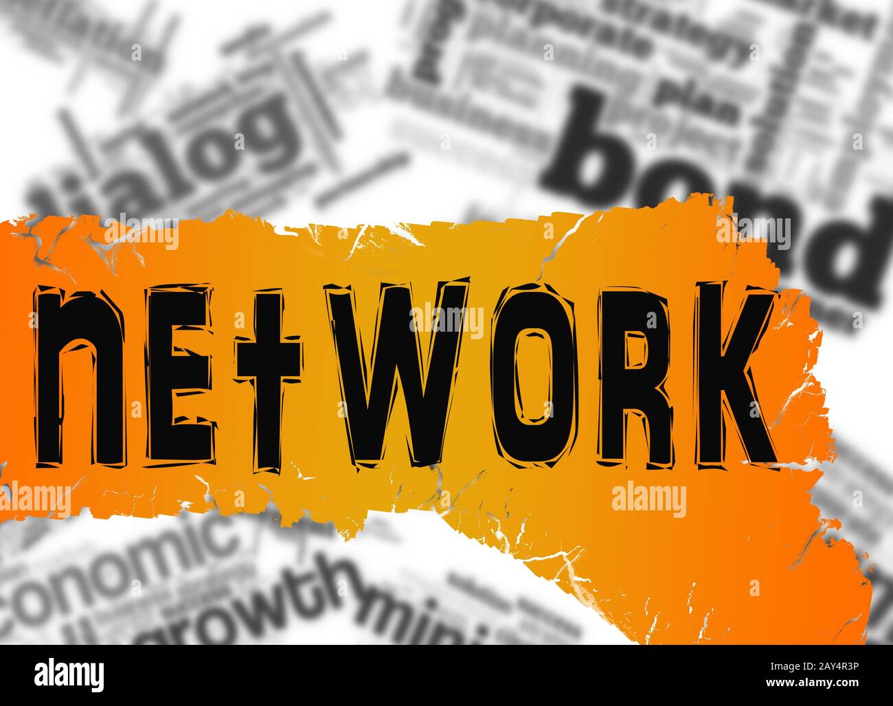 Word cloud with network word on yellow and red banner Stock Photo - Alamy