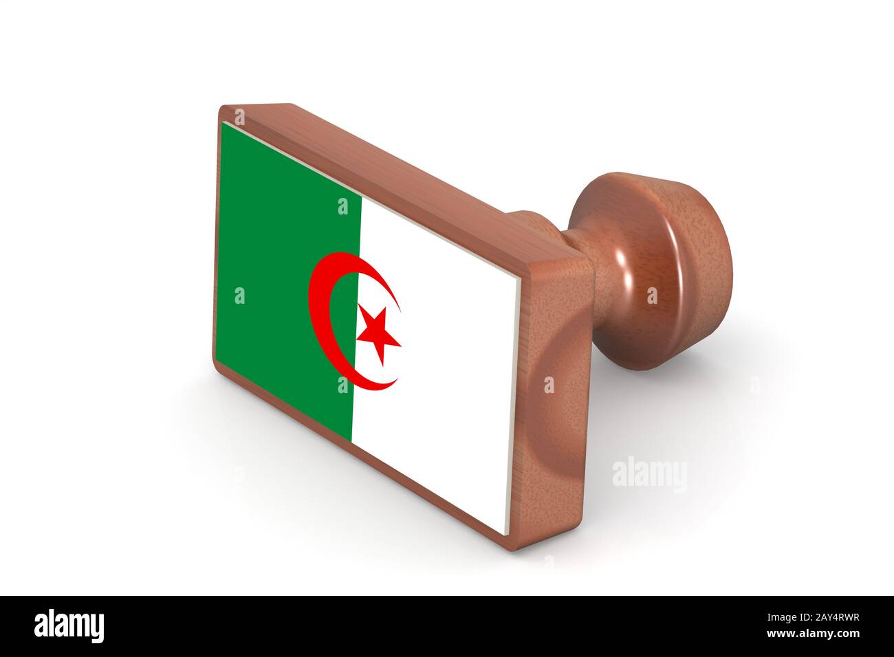 Blank wooden stamp with Algeria flag Stock Photo - Alamy