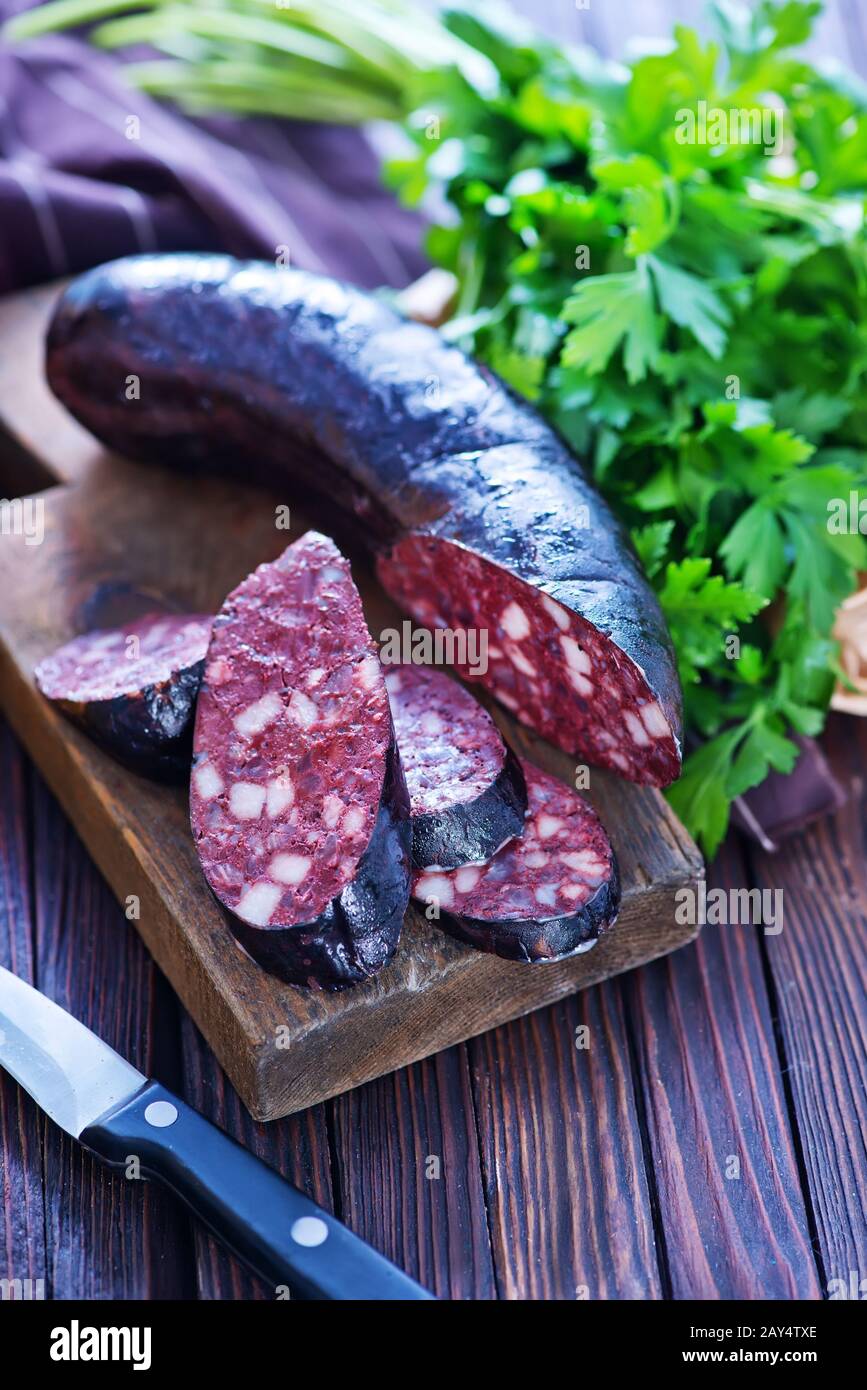 homemade blood sausage Stock Photo - Alamy