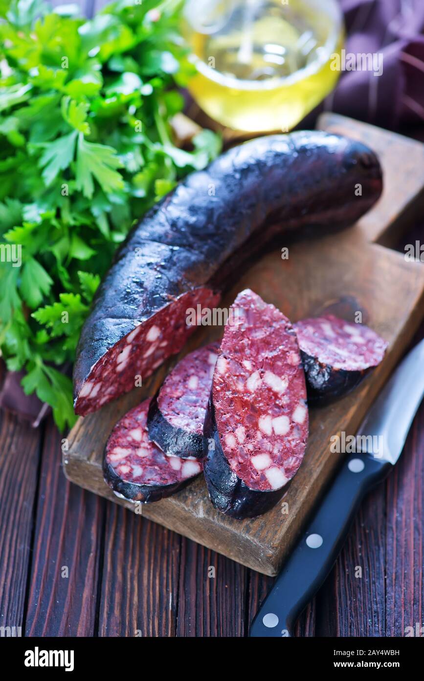homemade blood sausage Stock Photo - Alamy