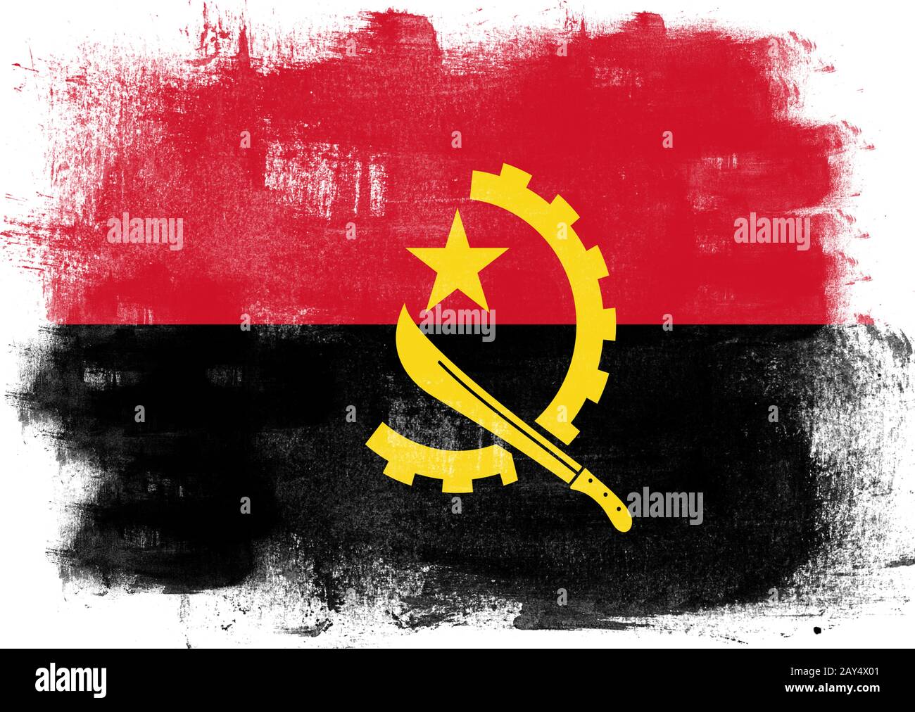 Flag of Angola painted with brush Stock Photo - Alamy