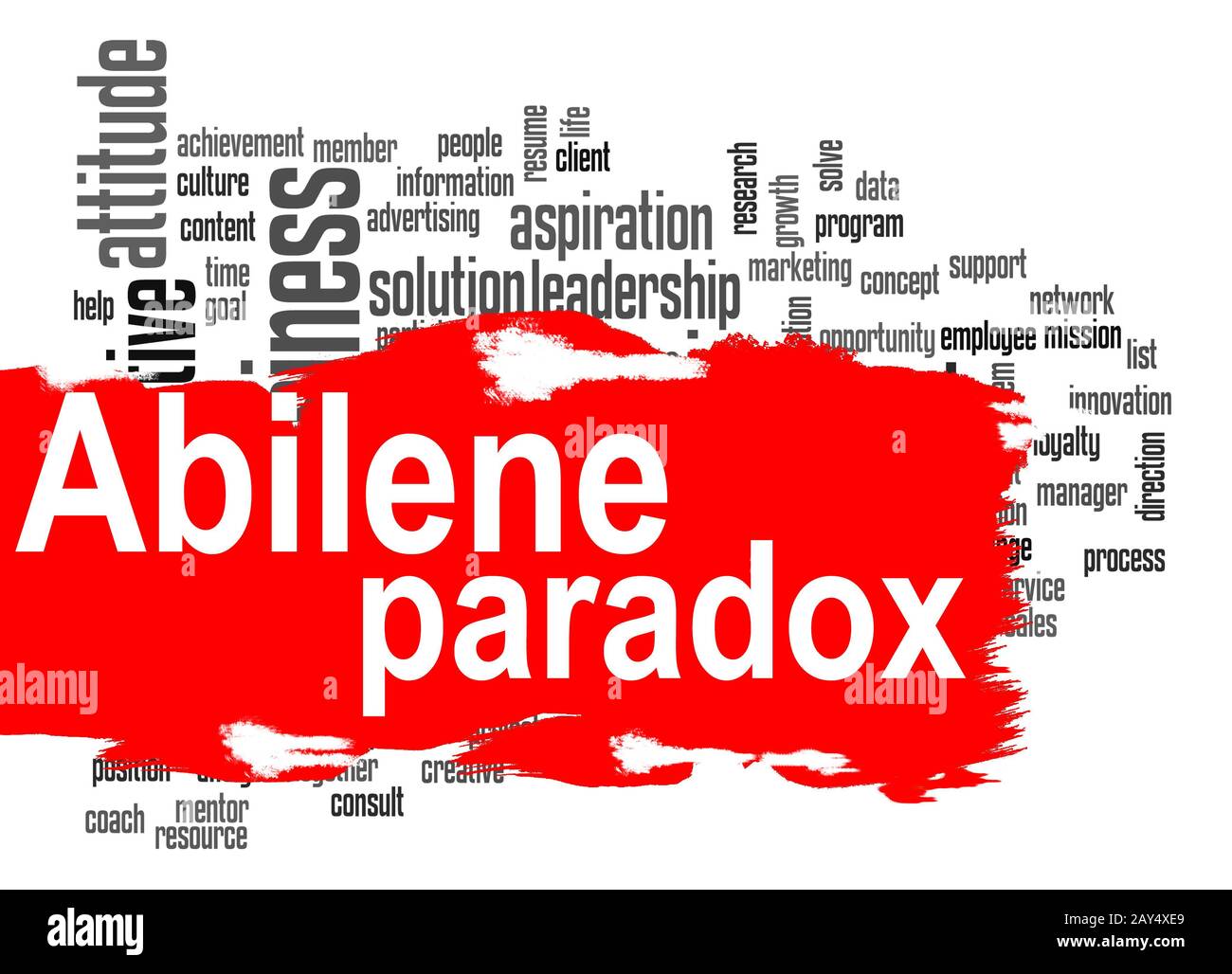Abilene Paradox word cloud with red banner Stock Photo - Alamy