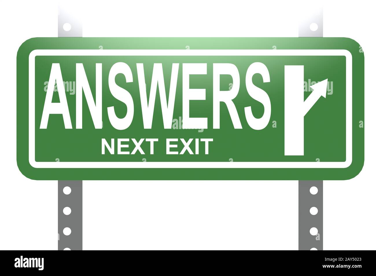 Answer green sign board isolated Stock Photo - Alamy