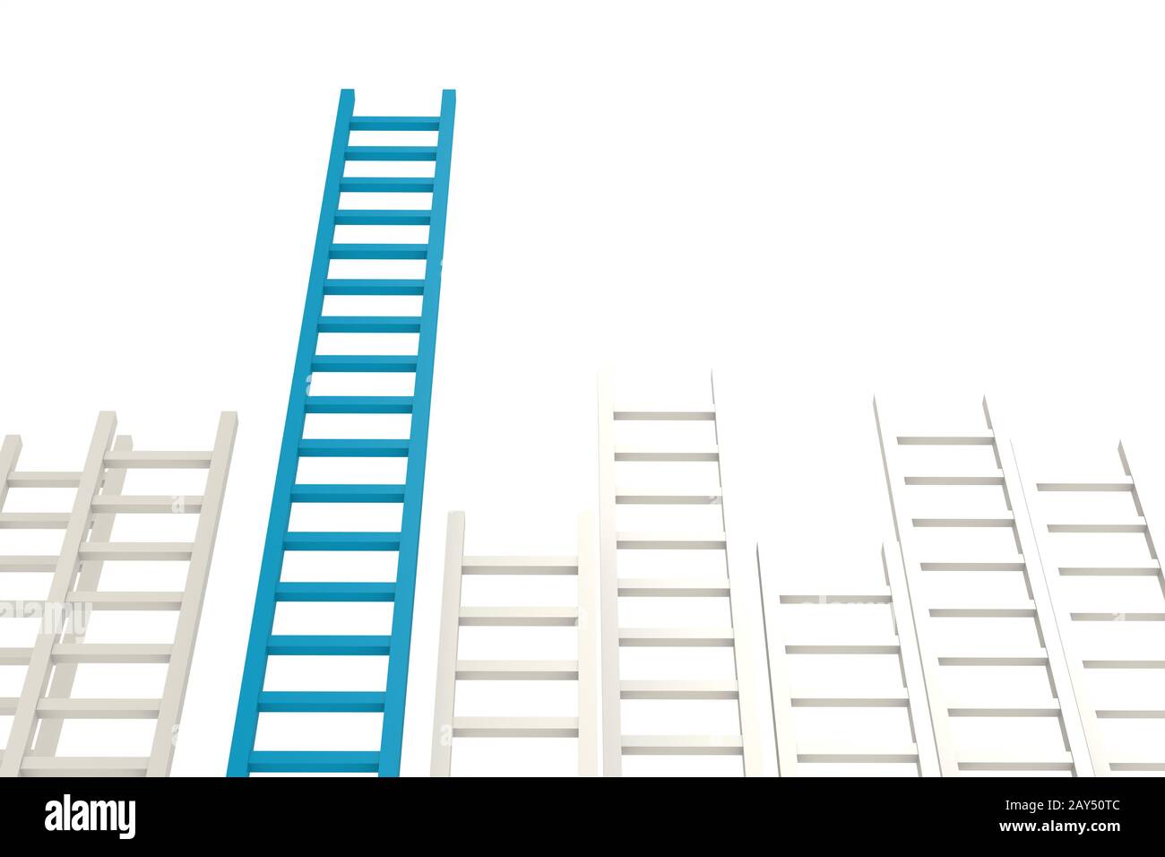Blue ladder among white Stock Photo - Alamy