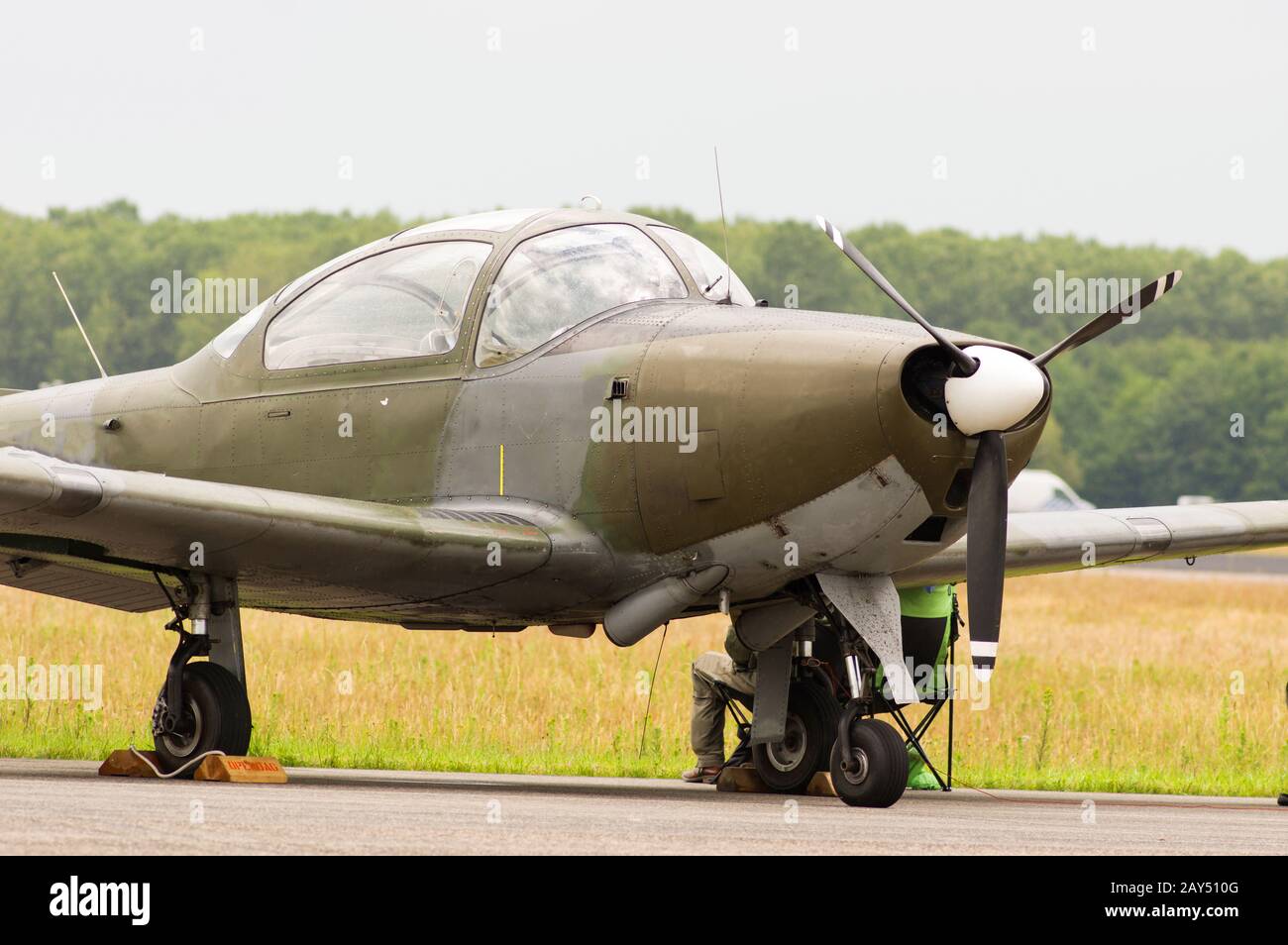 Old historic military propeller plane at the airshow in Volkel ...