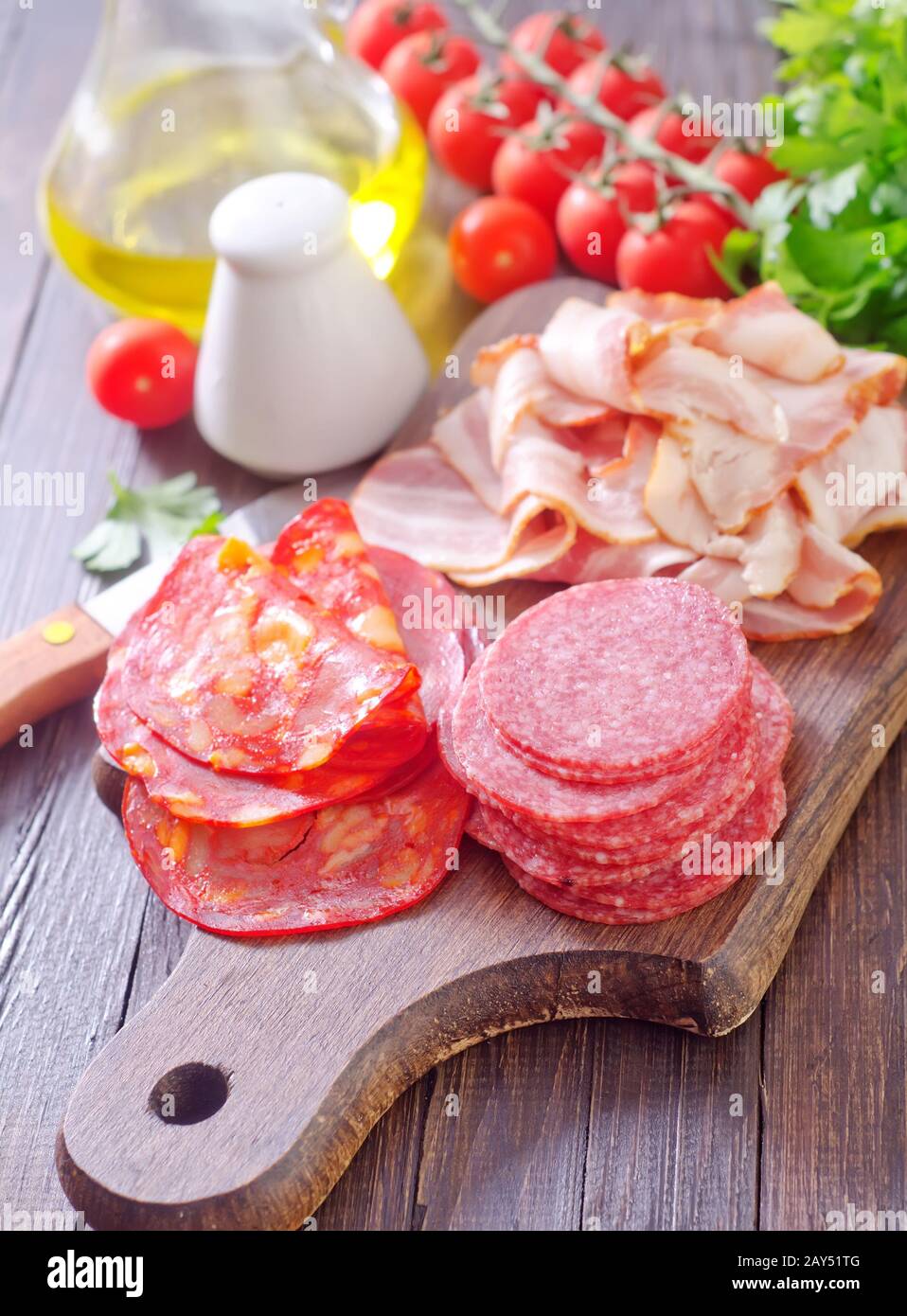 salami and bacon Stock Photo - Alamy