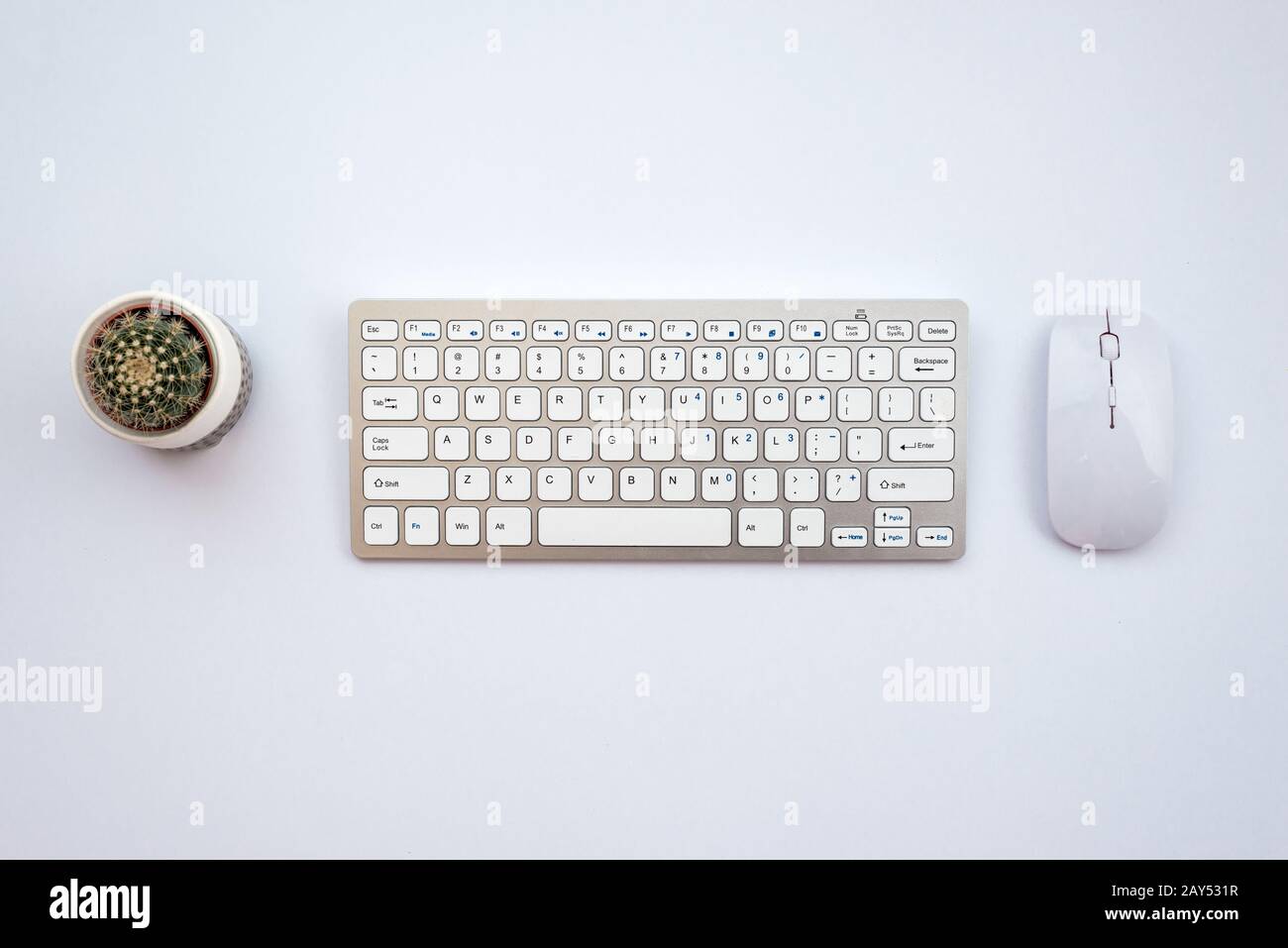 Top view office white desk Stock Photo - Alamy
