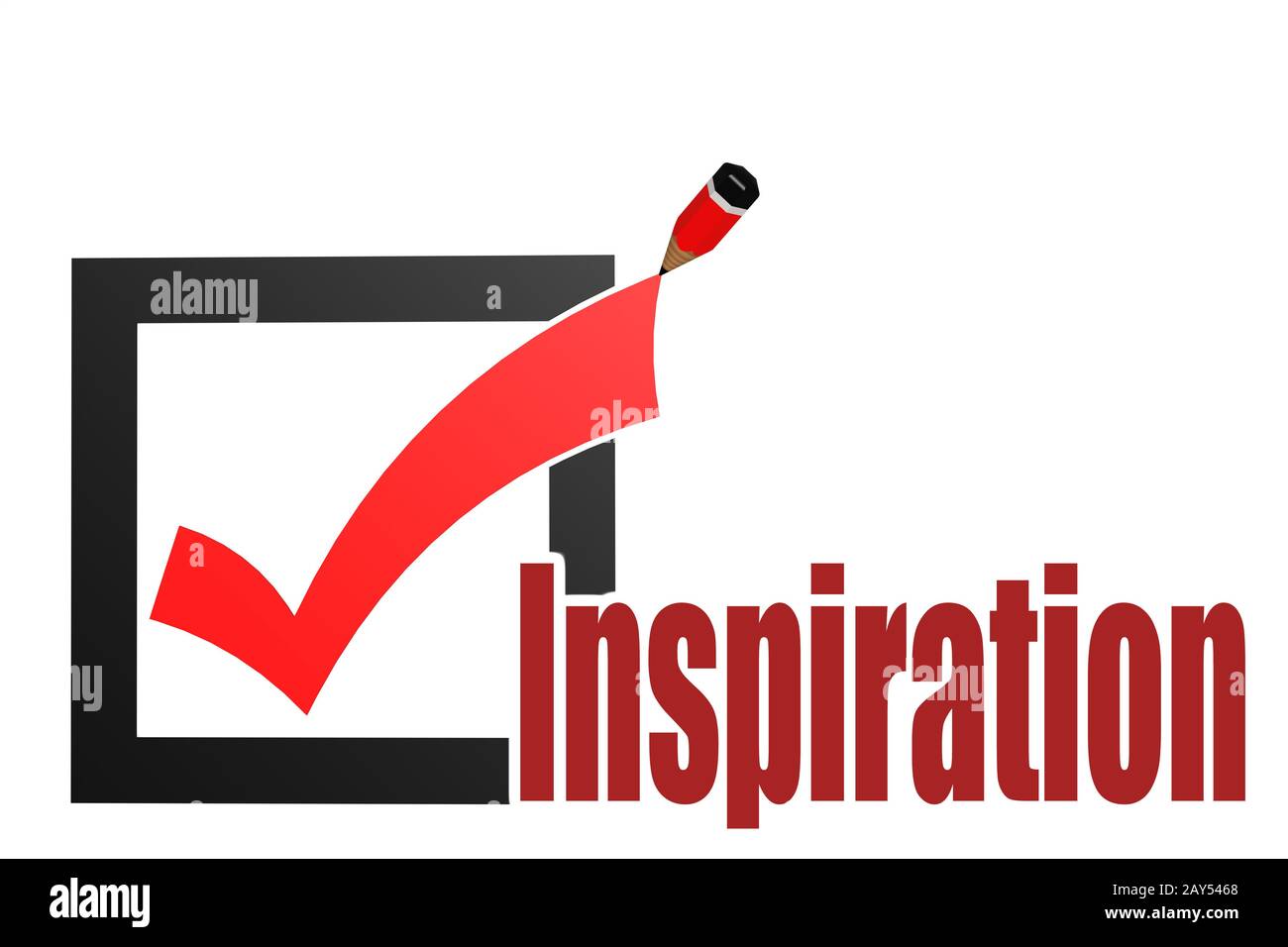 Check mark with inspiration word Stock Photo - Alamy