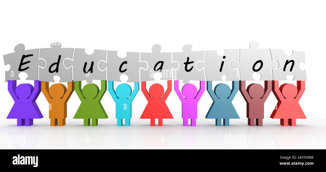 Holding word Education split over different puzzle pieces Stock Photo ...