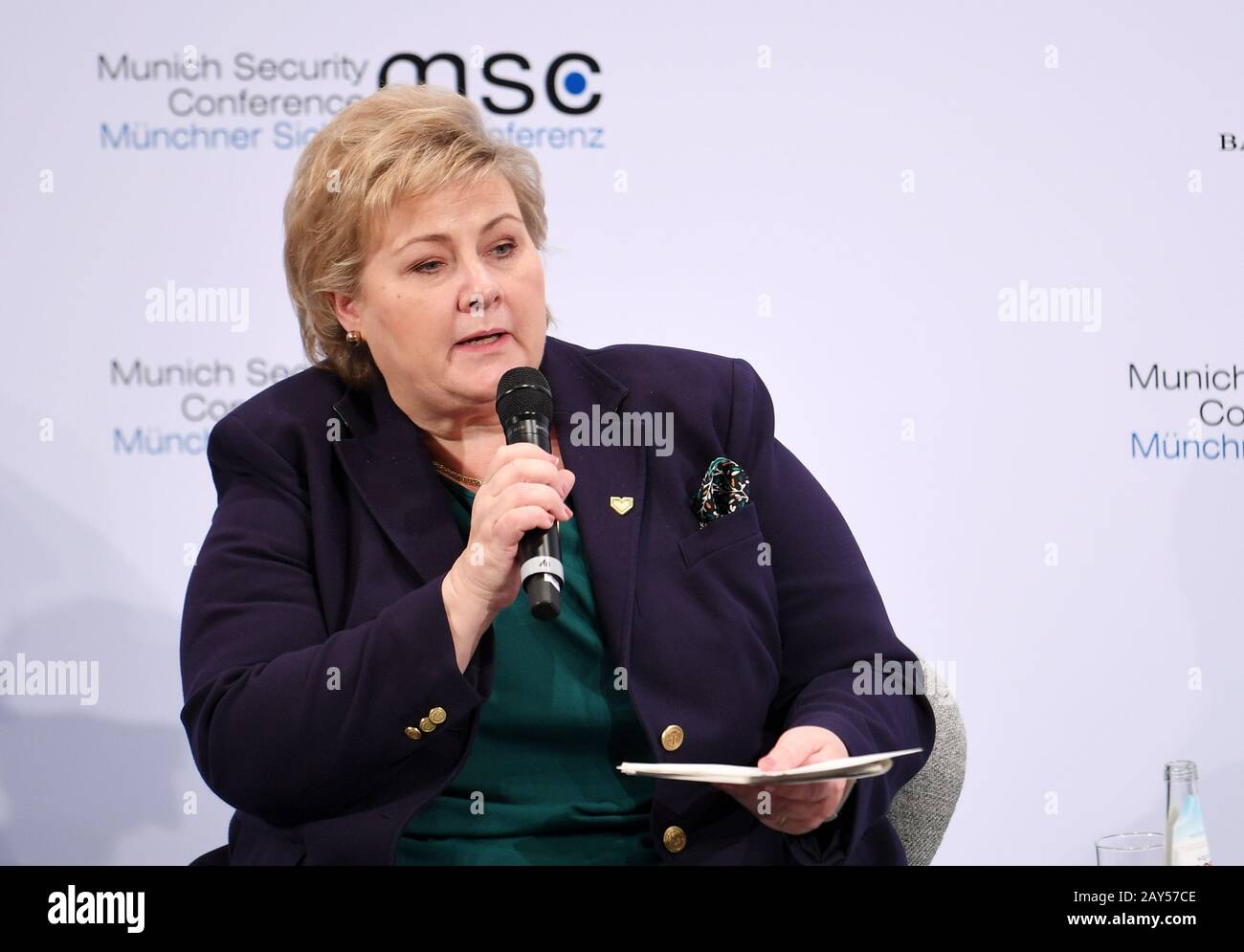 Munich, Germany. 14th Feb, 2020. Erna Solberg, Prime Minister of Norway ...