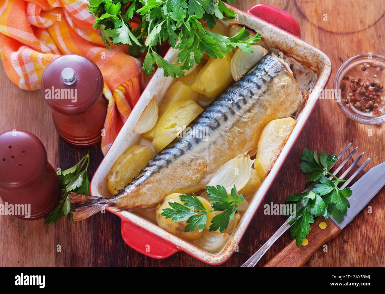 potato with fish Stock Photo - Alamy