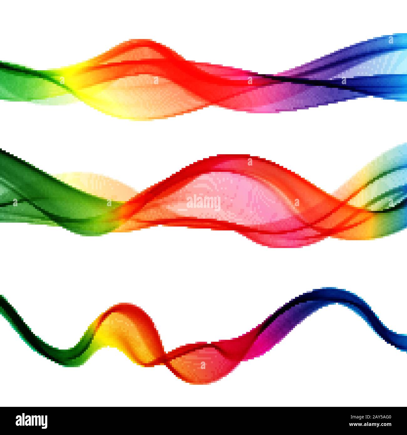 Set of abstract color wave smoke transparent colorful wavy design Stock ...